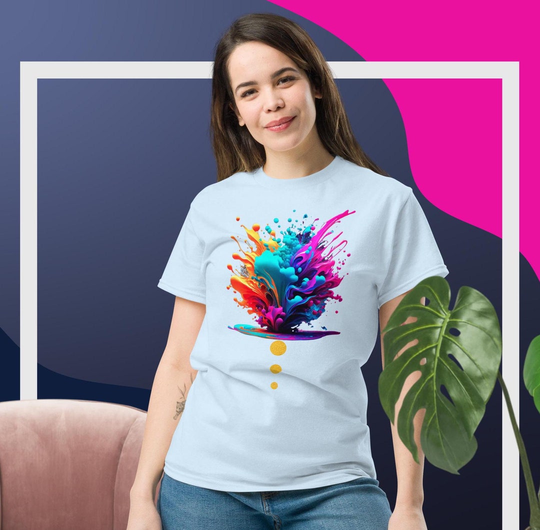 Color Splash T-shirt - Rainbow Paint Splashes Tee - 3D Splash Graffiti ...
