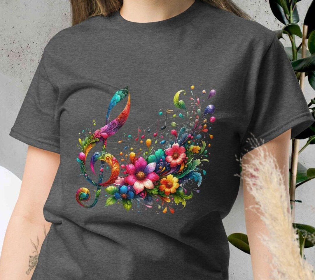 Floral Treble Clef T-shirt: Musician Gift Tee - Etsy