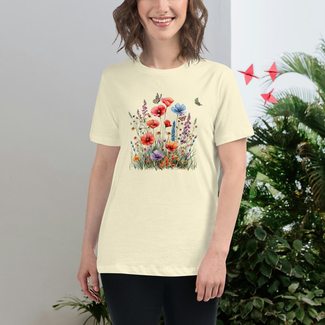 Poppies T-shirt - August Birth Flower Shirt - Red Blue Poppy Shirt ...