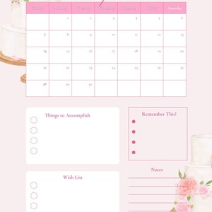 Pink Coquette Monthly Calendar - Etsy