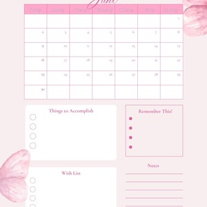 Pink Coquette Monthly Calendar - Etsy