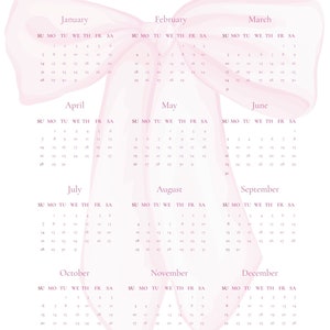 Pink Coquette Monthly Calendar - Etsy