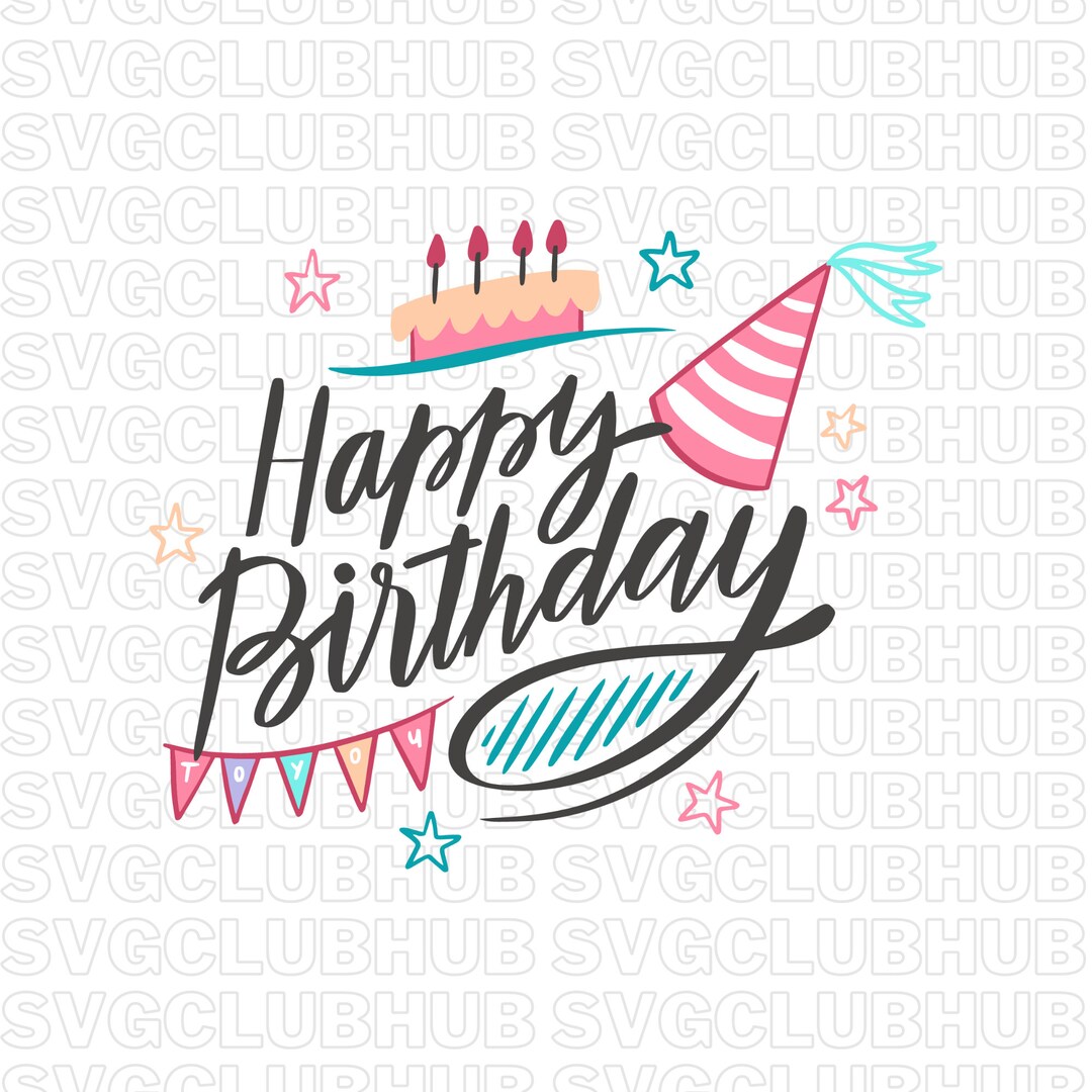 Birthday Lettering SVG, Birthday SVG, Happy Birthday Clipart, Happy ...