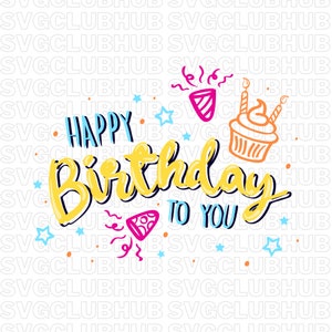 Birthday Lettering SVG, Birthday SVG, Happy Birthday Clipart, Happy ...