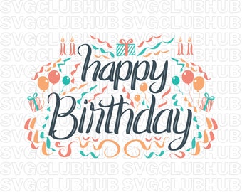 Birthday Lettering SVG, Birthday SVG, Happy Birthday Clipart, Happy ...