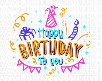 Birthday Lettering SVG, Birthday SVG, Happy Birthday Clipart, Happy ...