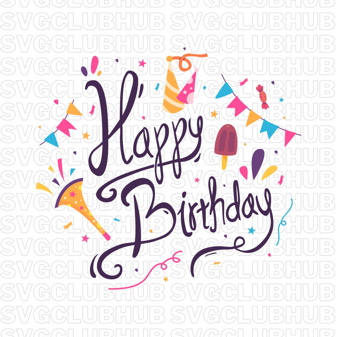 Birthday Lettering SVG, Birthday SVG, Happy Birthday Clipart, Happy ...