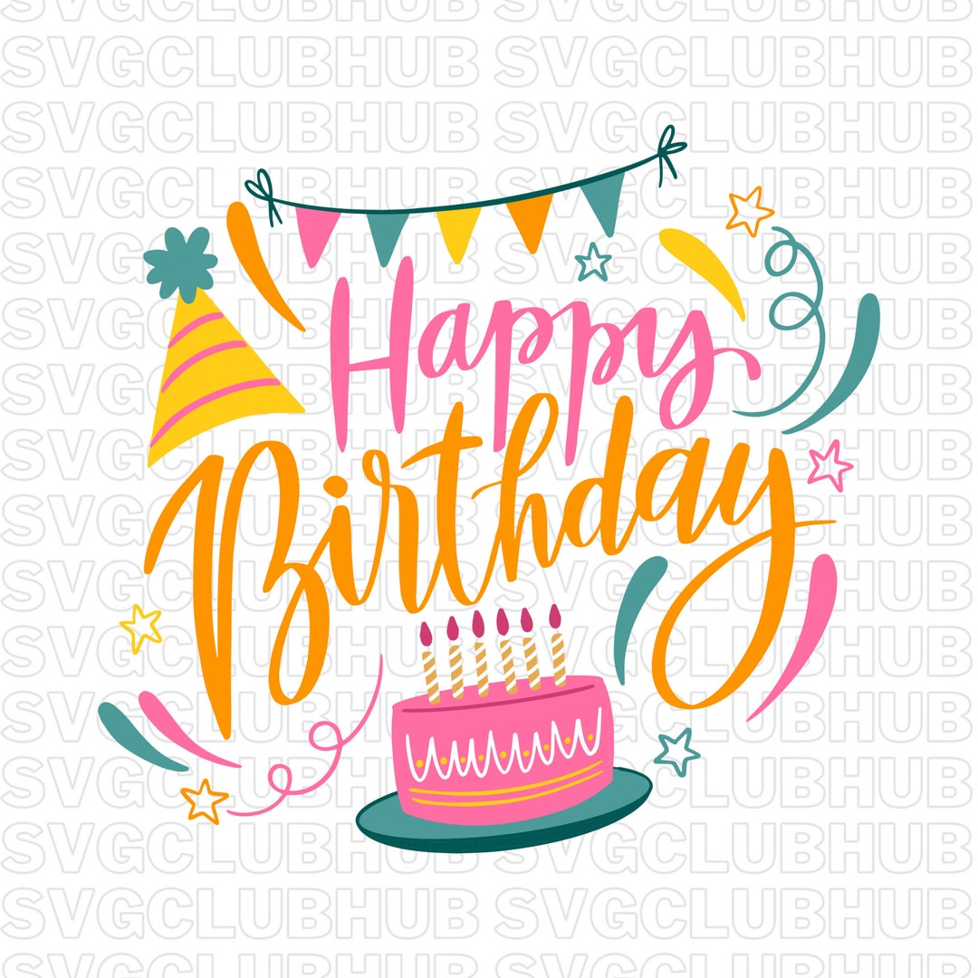 Birthday Lettering SVG, Birthday SVG, Happy Birthday Clipart, Happy ...