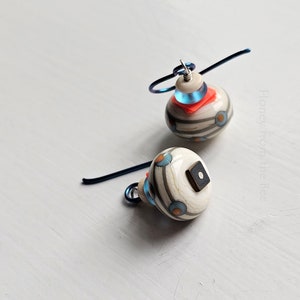 Aqua and Orange Lampwork Earrings - Polka Dot Lampwork Earrings - Artisan Jewelry by Honey From ...