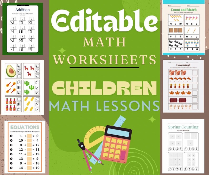 Canva Editable Math Worksheets | 25 Canva Editable Counting and ...
