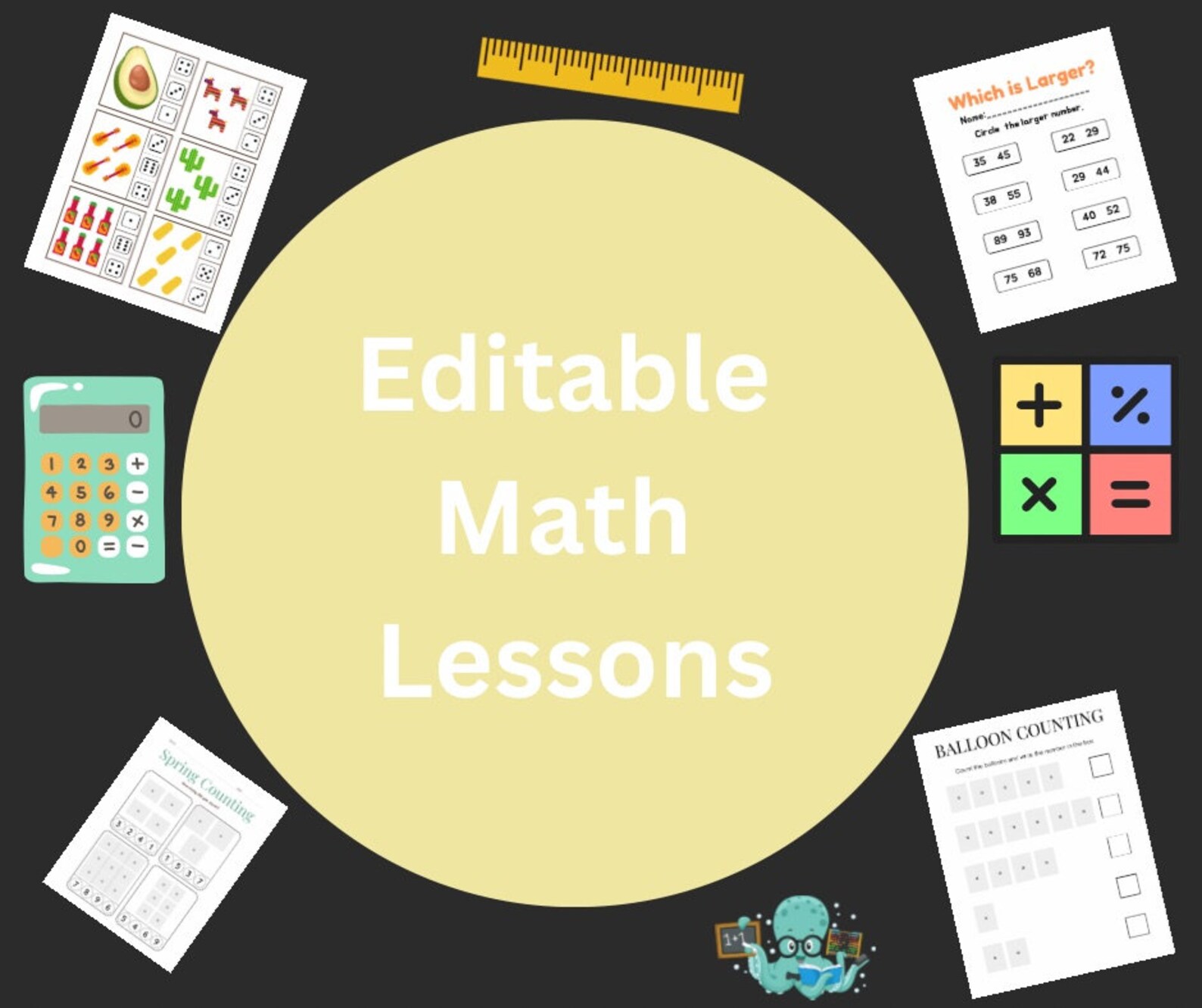 Canva Editable Math Worksheets 25 Canva Editable Counting and Addition ...