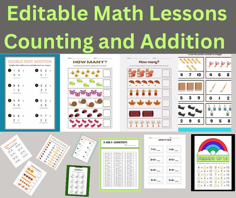 Canva Editable Math Worksheets | 25 Canva Editable Counting and ...