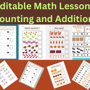 Canva Editable Math Worksheets | 25 Canva Editable Counting and ...