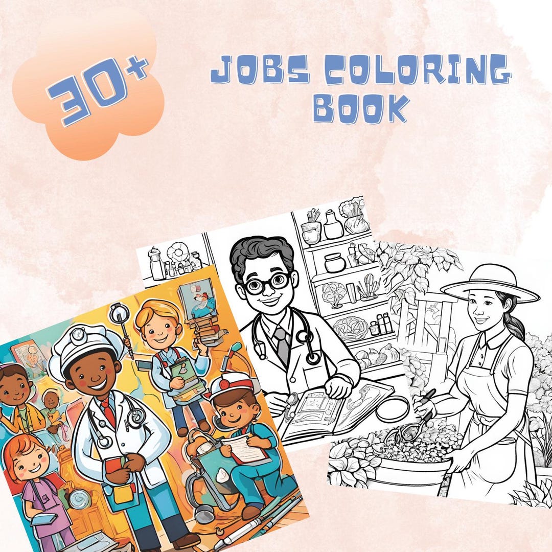 Fun Jobs Coloring Book for Kids 30 Profession-themed Coloring Pages ...