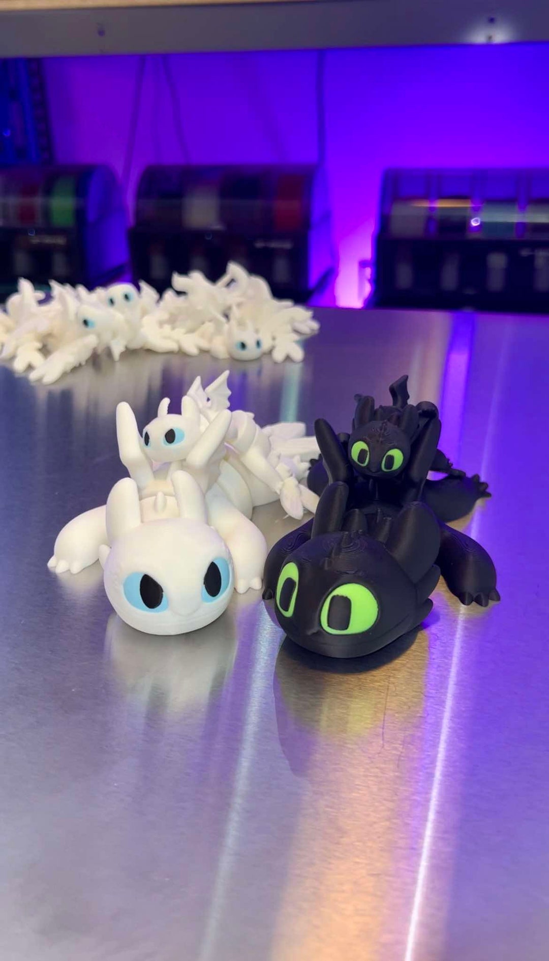 Flexi Toothless and Light Fury Figurines | 3D Printed Cute Toothless ...