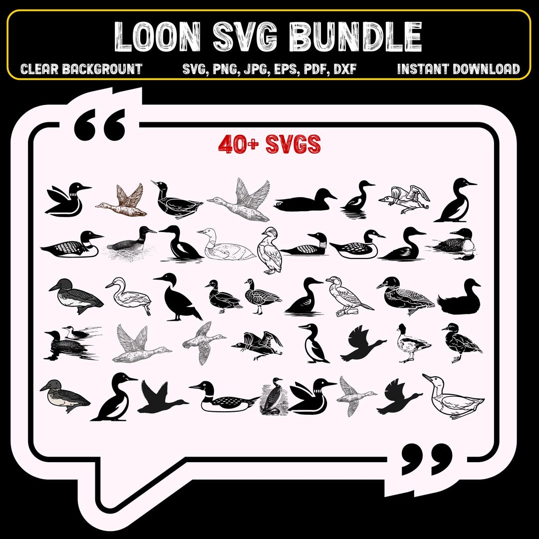 Loon SVG Bundle, Loon Dxf, Loon Png, Loon Vector, Loon Clipart, Loon ...