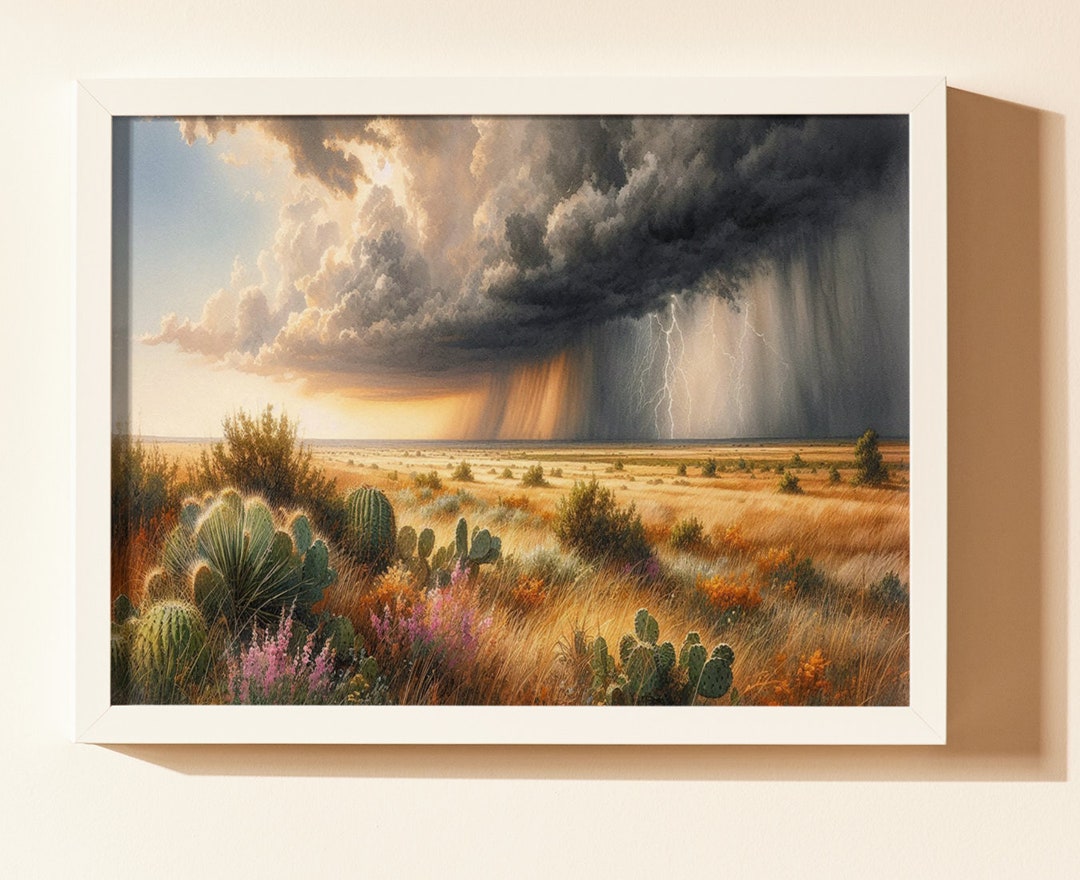 Oklahoma Prairie Featuring the Wild West Lighting Storm - Digital Wall ...
