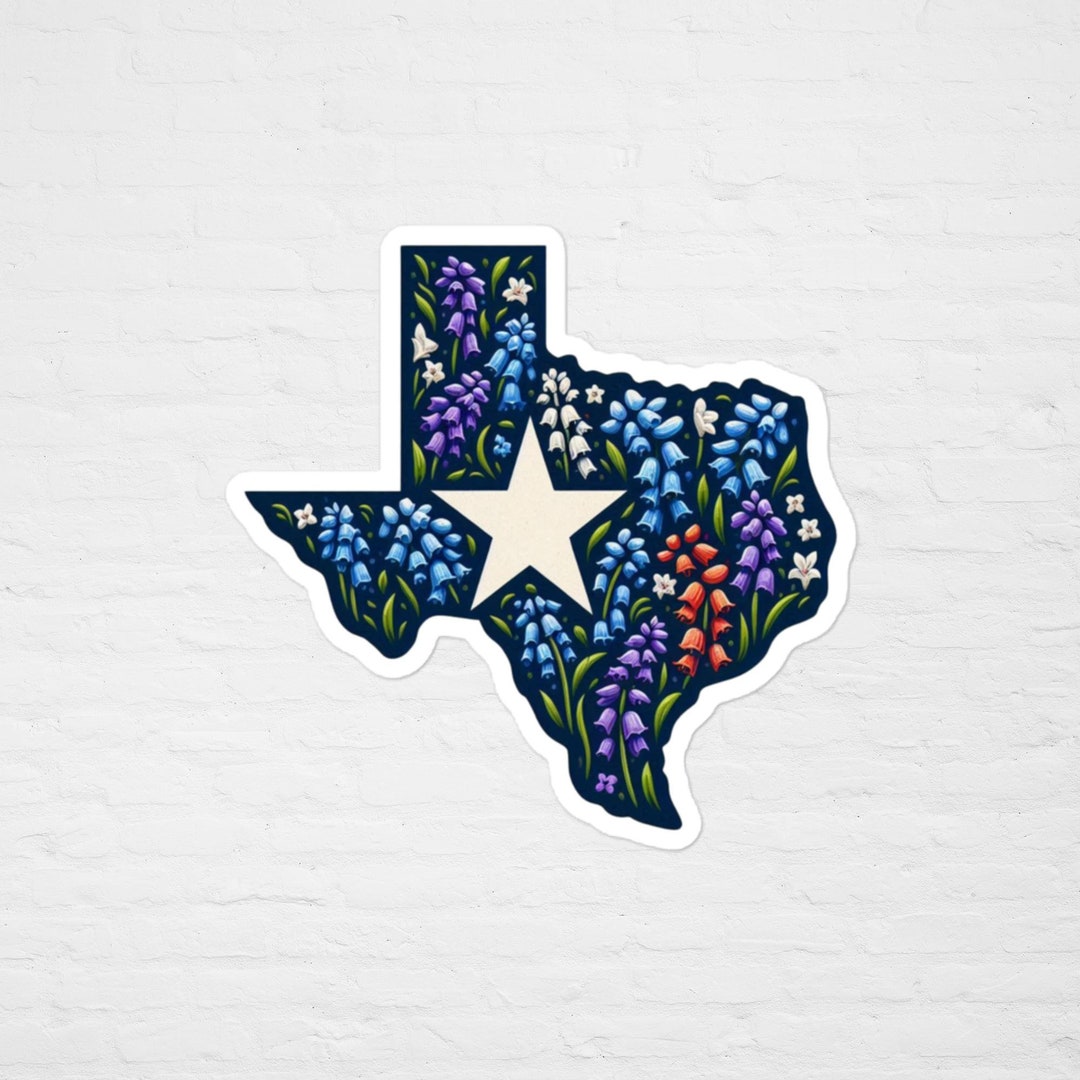 Texas Bluebonnet Sticker - Lone Star State Wildflower Decal - Glossy ...