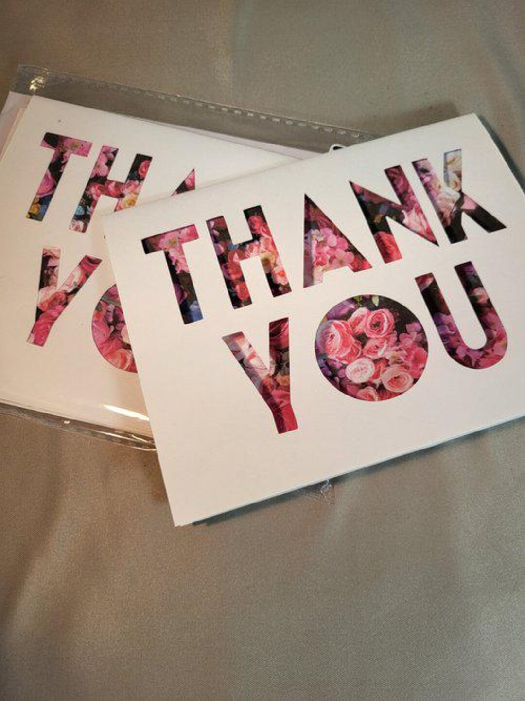Floral thank You Cutout Card Set - Etsy