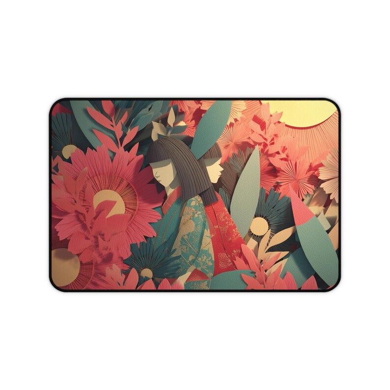 Traditional Japanese Girl Collage Mouse Pad | Geisha Art Desk Mat ...