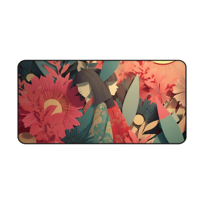 Traditional Japanese Girl Collage Mouse Pad | Geisha Art Desk Mat ...