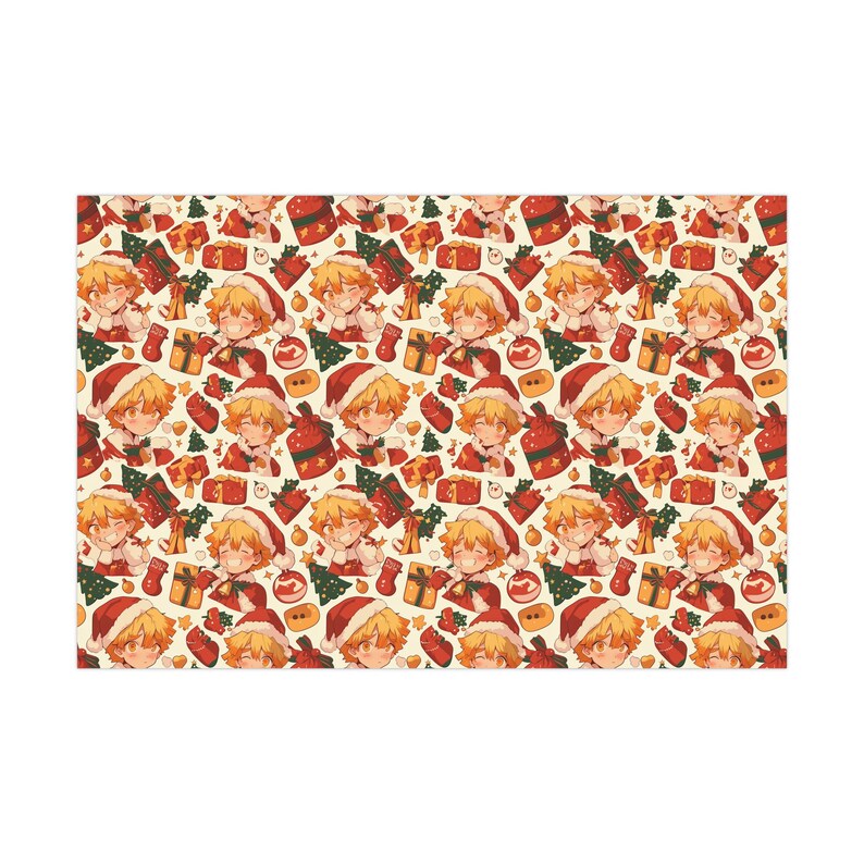 Zenitsu Demon Slayer Christmas Wrapping Paper - Holiday Gift Wrap ...