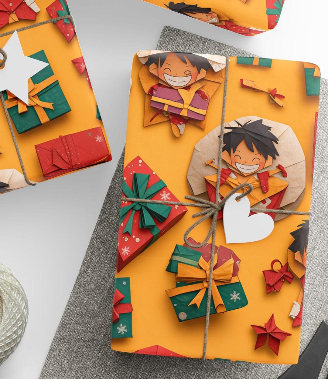 Origami Luffy Christmas Wrapping Paper, One Piece Gift Wrap, Anime ...