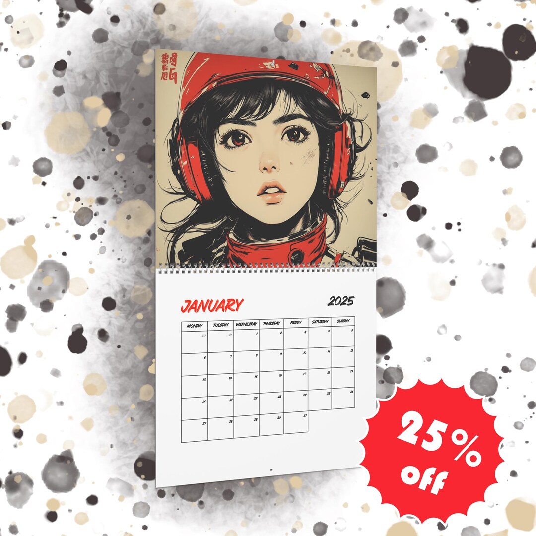 2025 Calendar Wall Art, Japan Manga Style Illustrations, Monthly ...