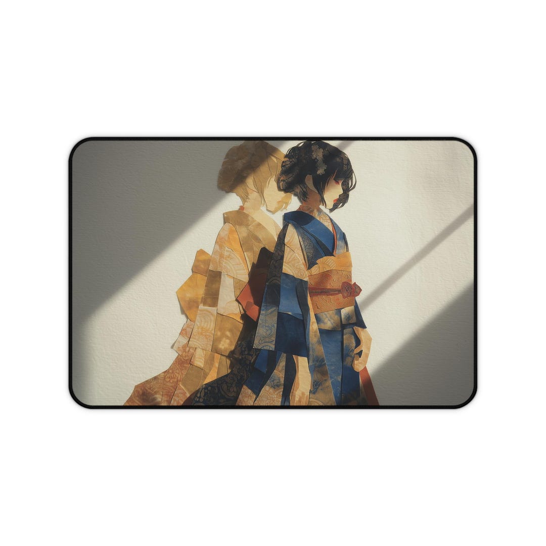 Japanese Woman Collage Mouse Pad | Vintage Aesthetic Desk Mat | Geisha ...