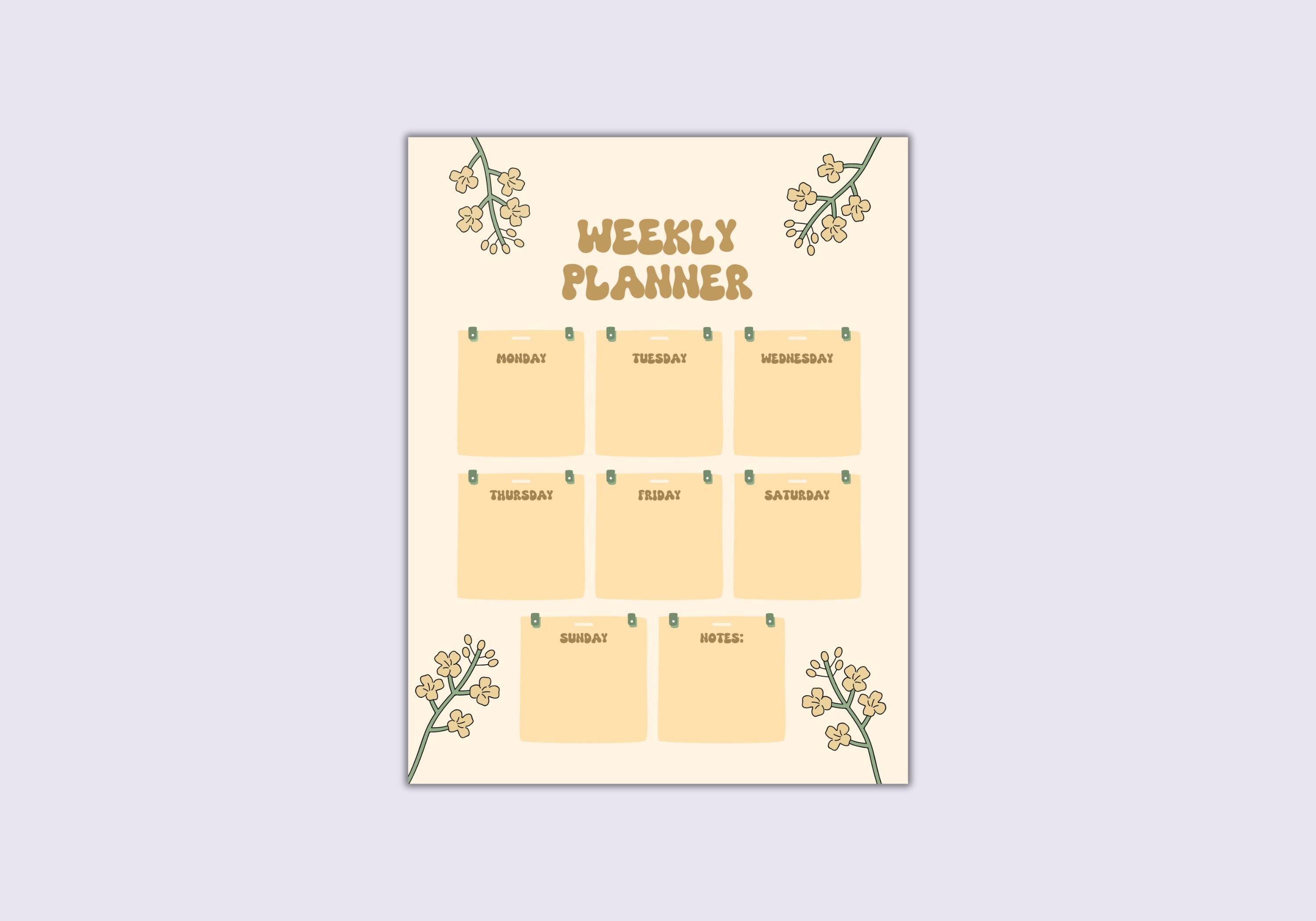 Weekly Schedule Template With Flowers Cute Printable Planner for Teens ...