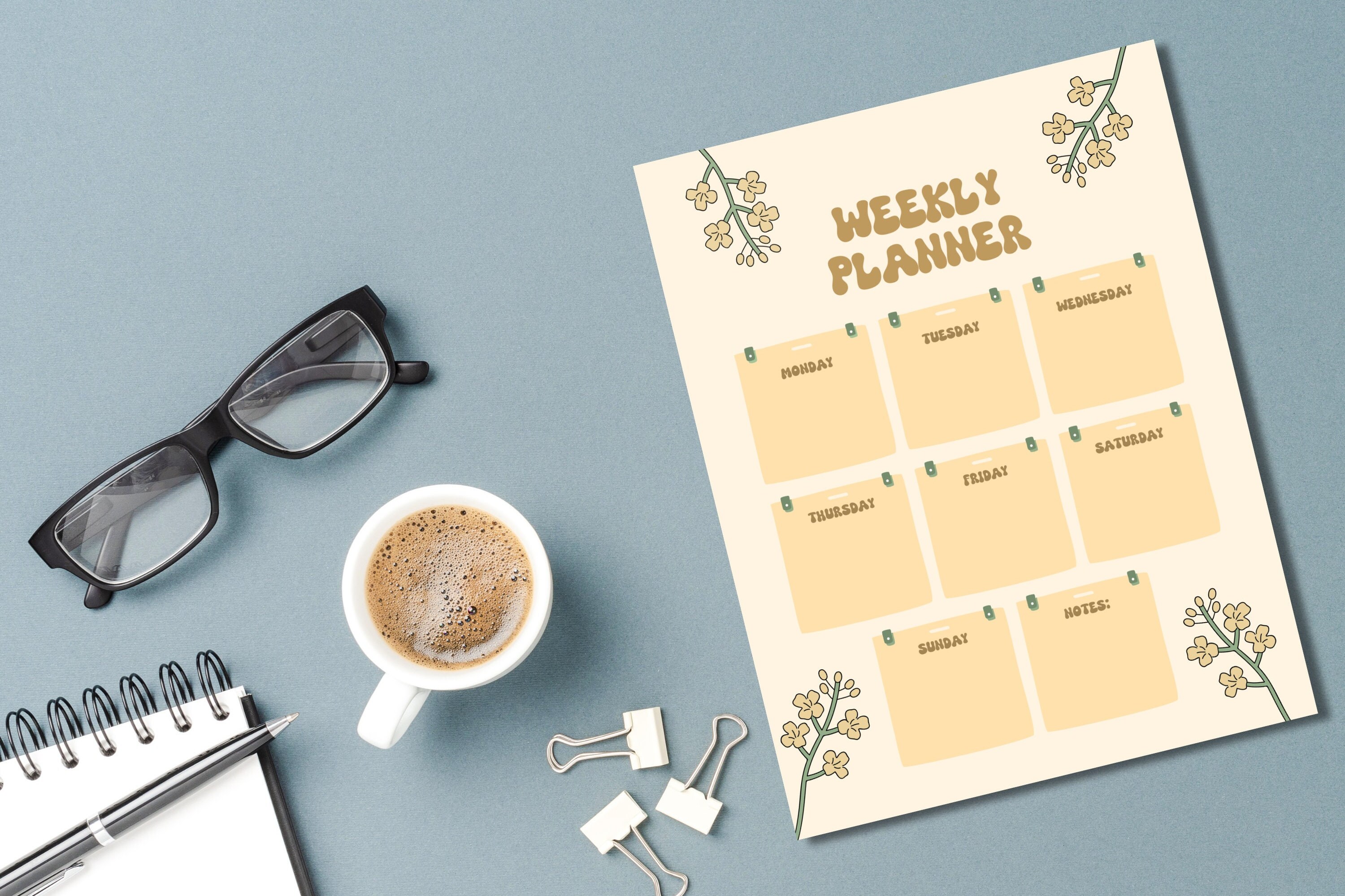 Weekly Schedule Template With Flowers Cute Printable Planner for Teens ...