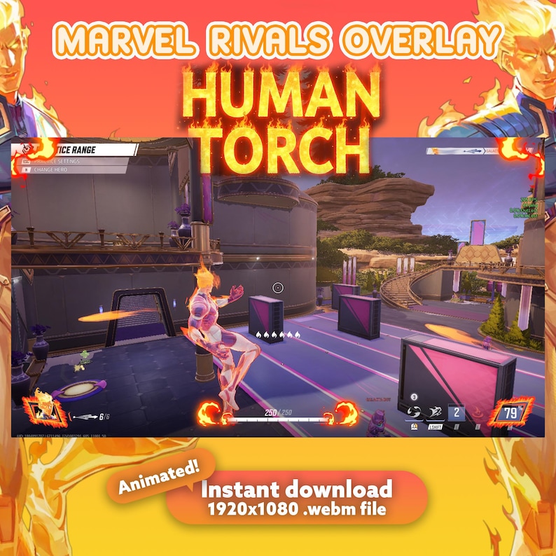 Animated Human Torch Overlay | Marvel Rivals Overlay Inspired ...