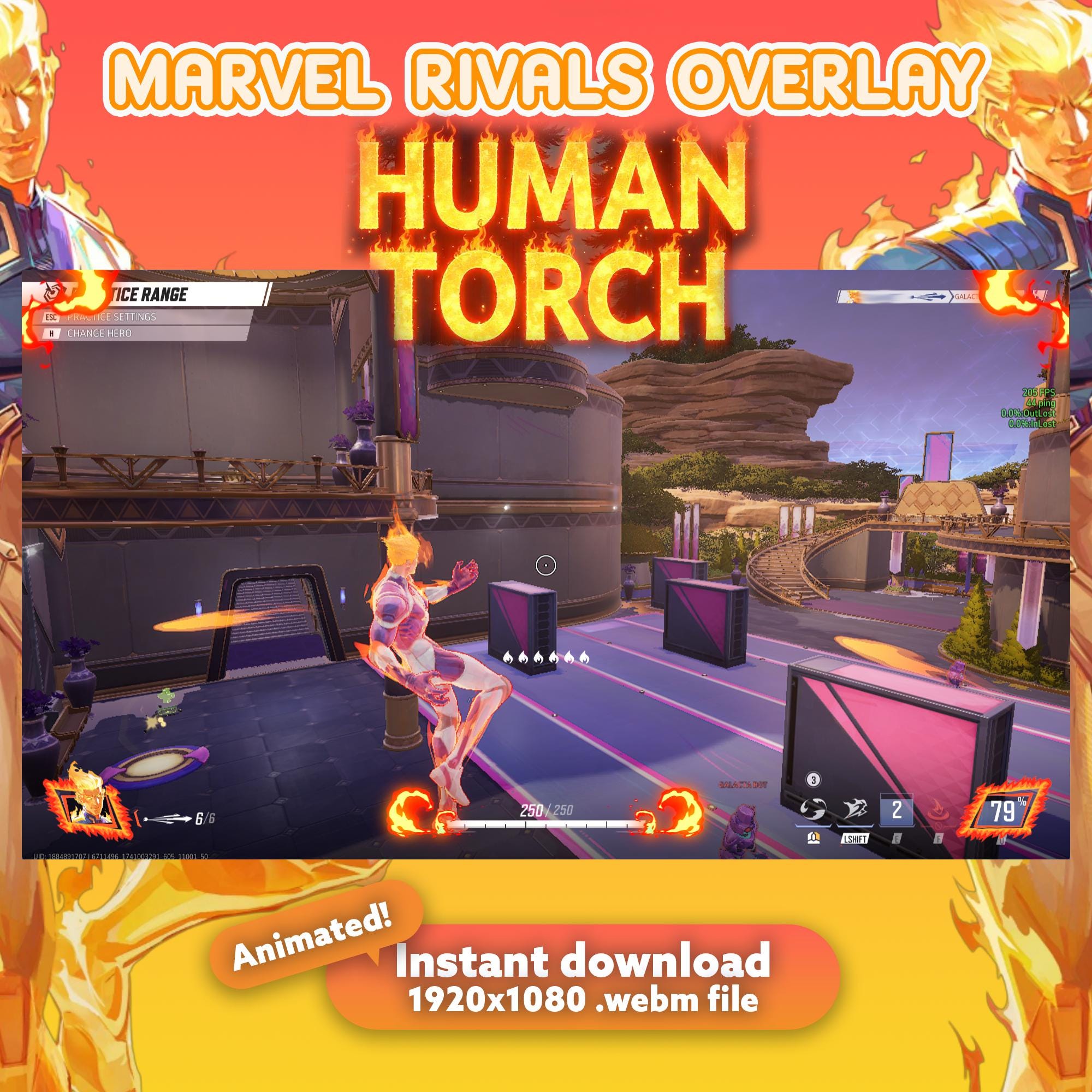 Animated Human Torch Overlay | Marvel Rivals Overlay Inspired ...