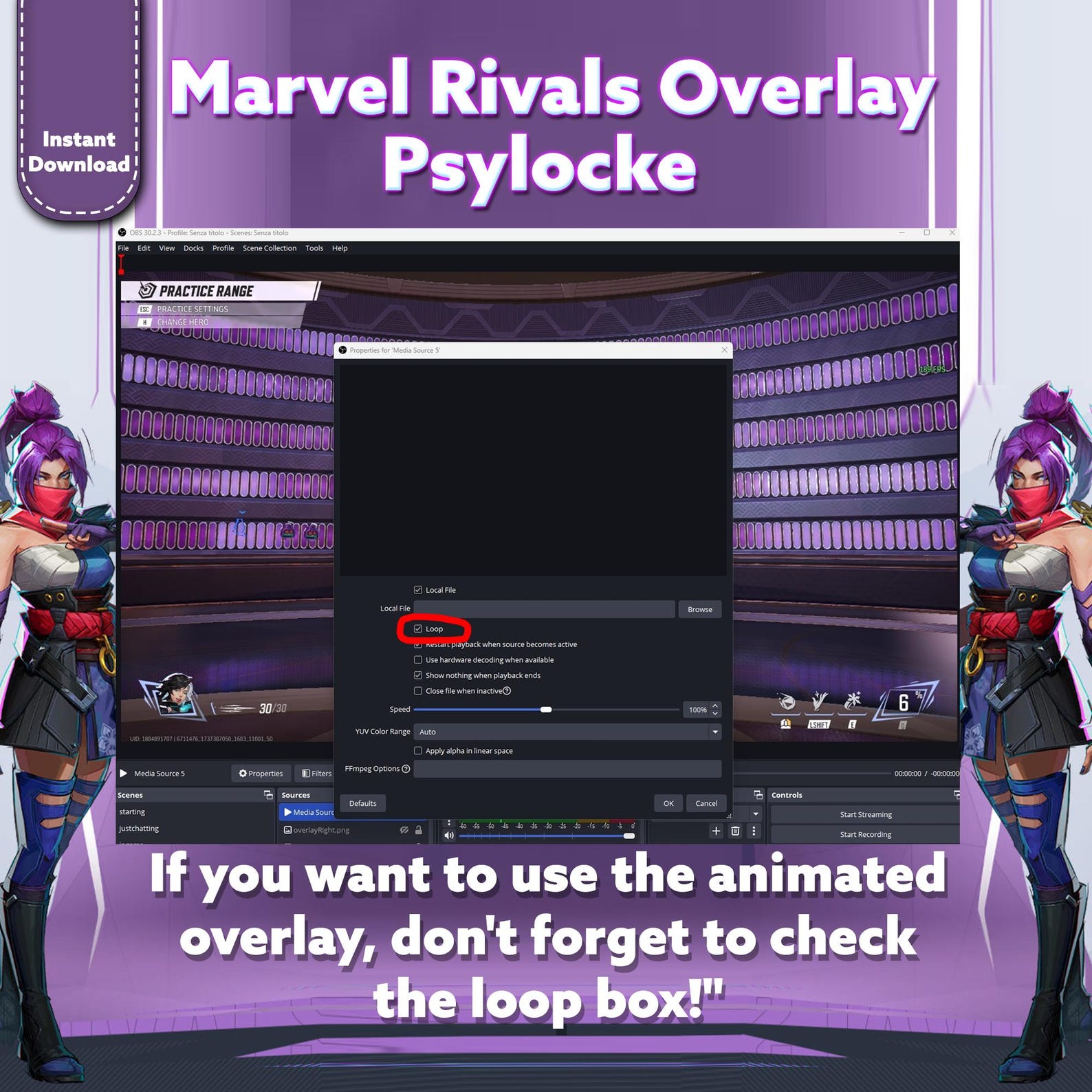 Animated Psylocke Overlay | Marvel Rivals Overlay Inspired - Etsy