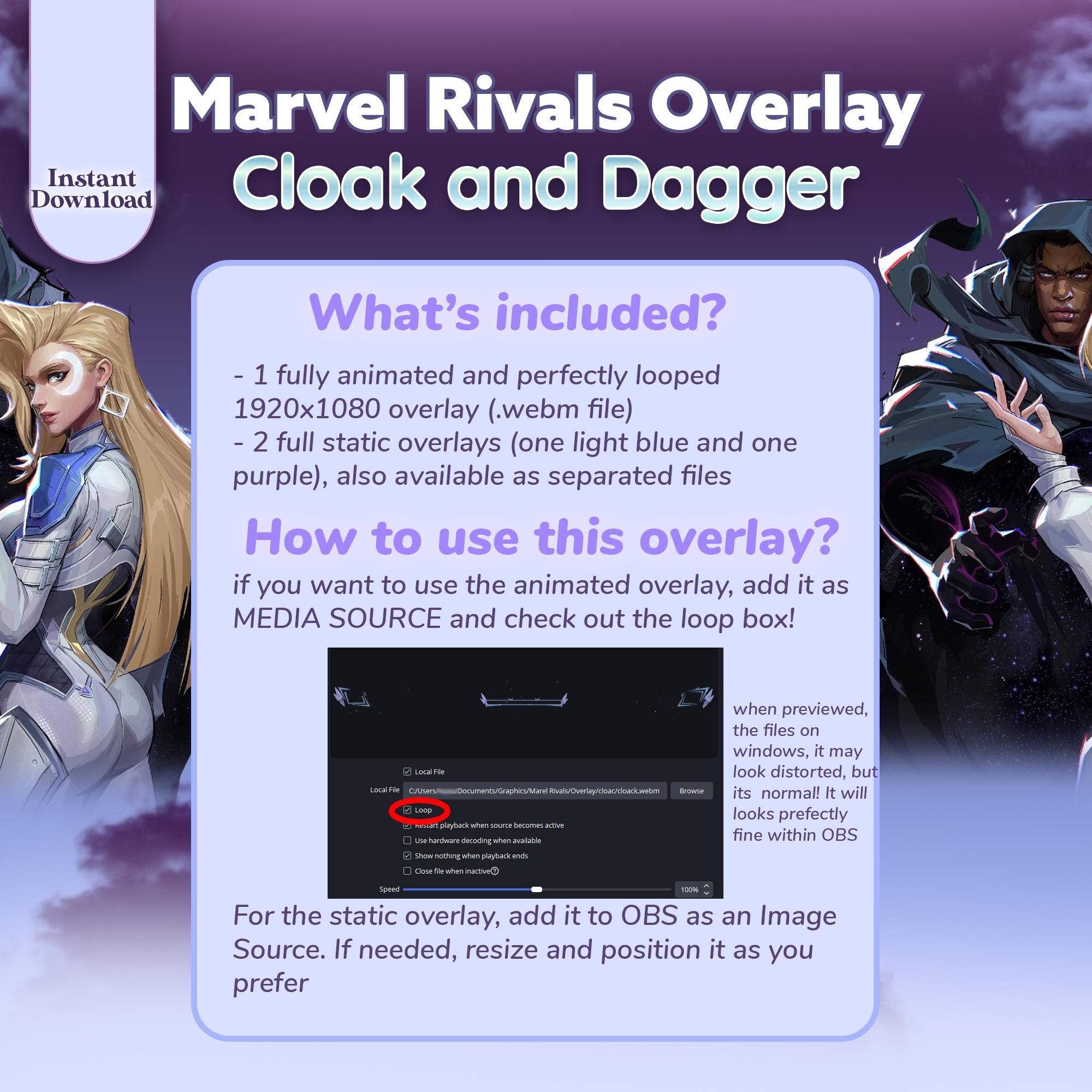 Animated Cloak and Dagger Overlay | Marvel Rivals Overlay Inspired ...