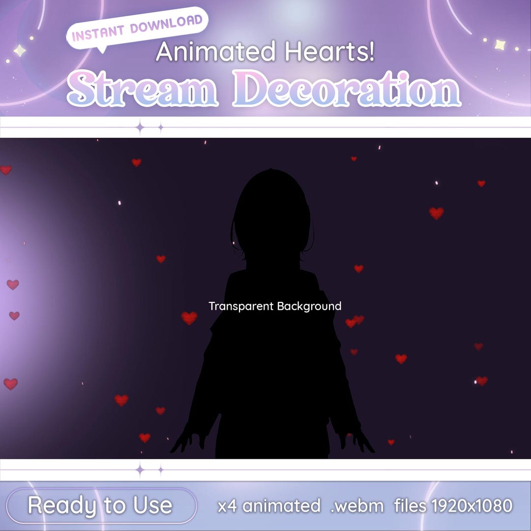 Animated Hearts and Sparkle Stream Decorations 4 Floating Valentine's ...