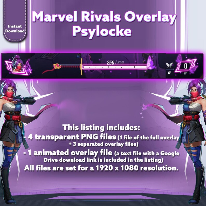 Animated Psylocke Overlay | Marvel Rivals Overlay Inspired - Etsy