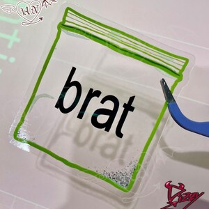 BRAT Charli XCX Clear Vinyl Sticker Baggie Sandwich Bag Summer Glitter ...