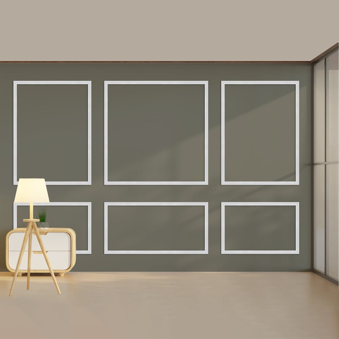 DIY Framed Wall Art, Peel and Stick Panel, Pre-cut Wall Molding, Primed ...