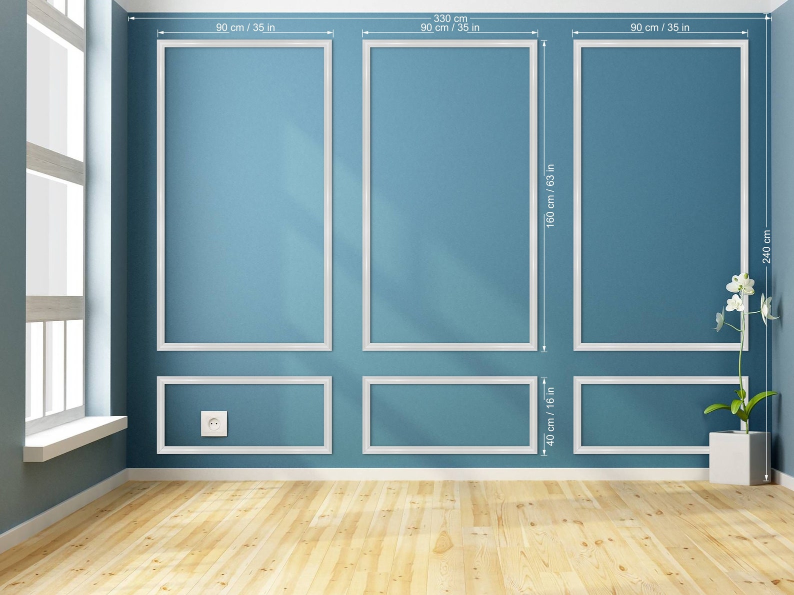 Peel and Stick Wall Frame Panels, Precut Wainscot Moulding Kit, Ready ...