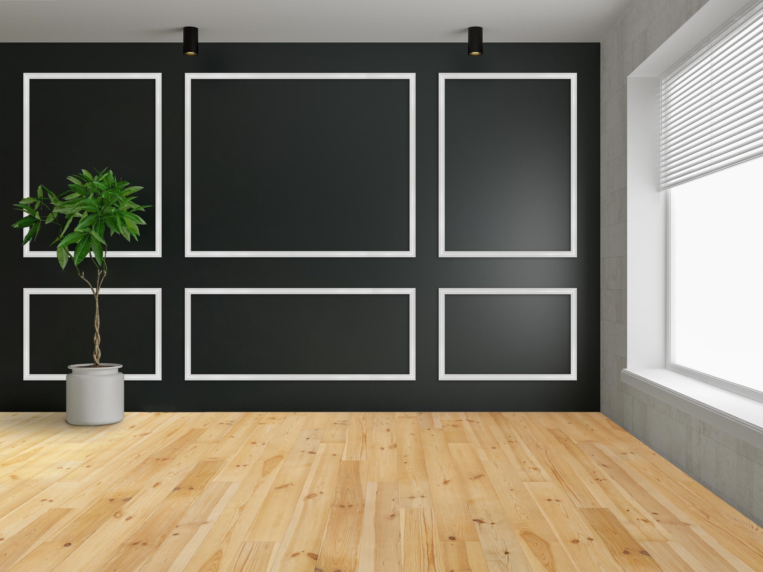 DIY Framed Wall Panel, Peel and Stick Picture Frame Mould, Primed Wall ...