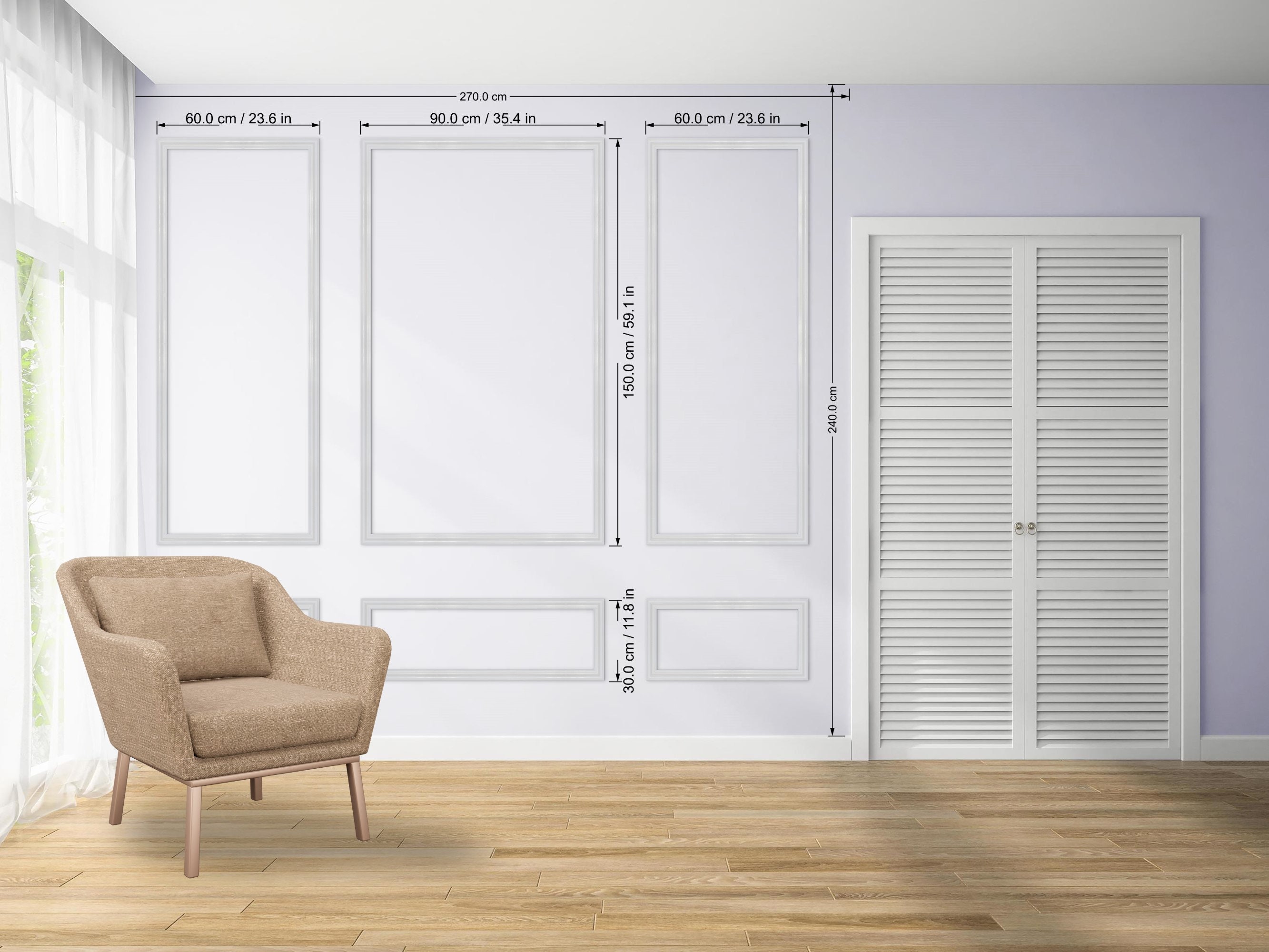 Primed Wall Moulding Kit, Self-adhering Wall Panel Kit, Picture Frame ...