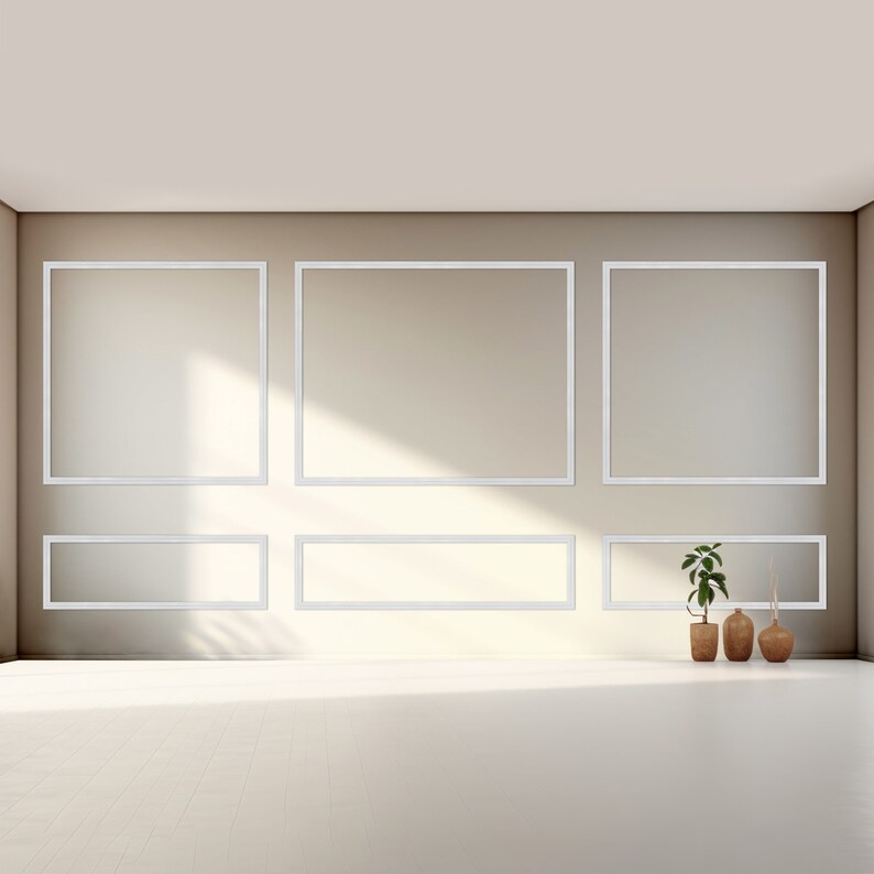 Primed Picture Frame Panel, Premade Wall Moulding Design, Peel and ...