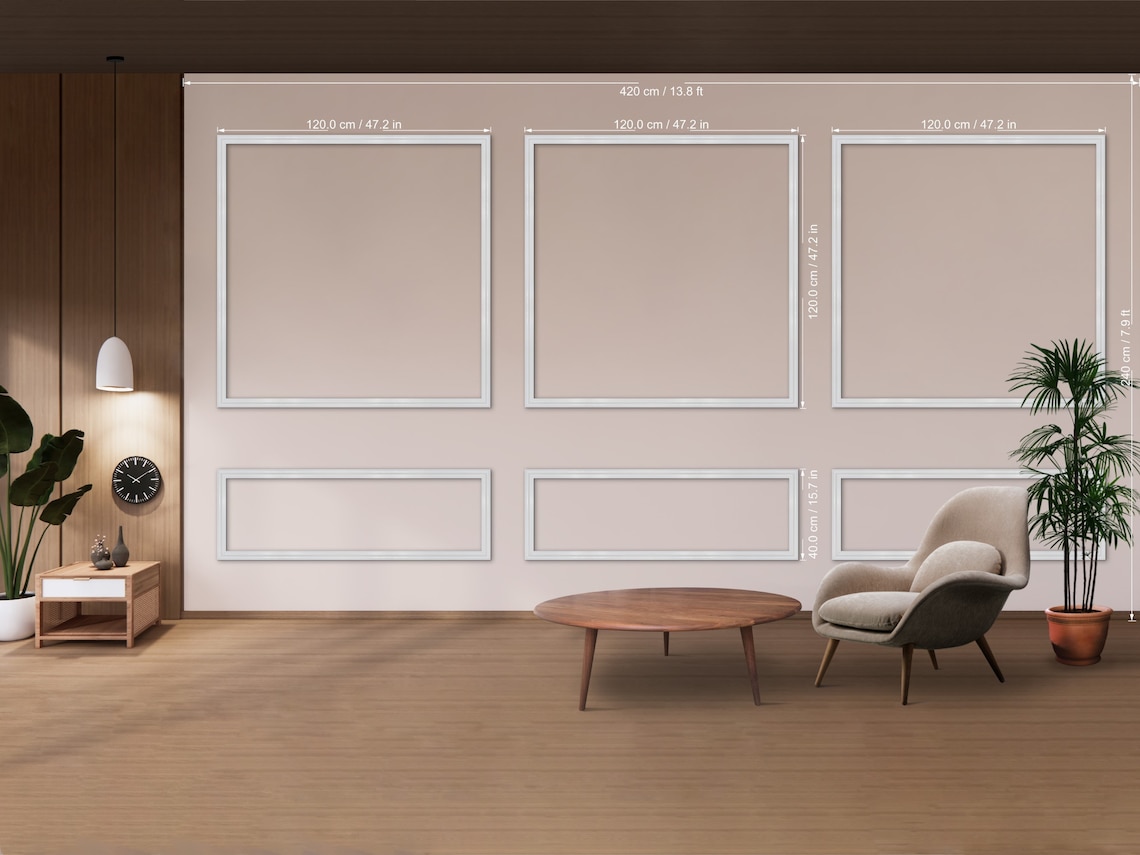 Primed Picture Frame Panel, Premade Wall Moulding Design, Peel and ...