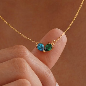 Lovers Birthstone Matching Heart Necklace, Minimalist Birthstone ...