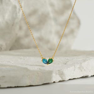 Lovers Birthstone Matching Heart Necklace, Minimalist Birthstone ...