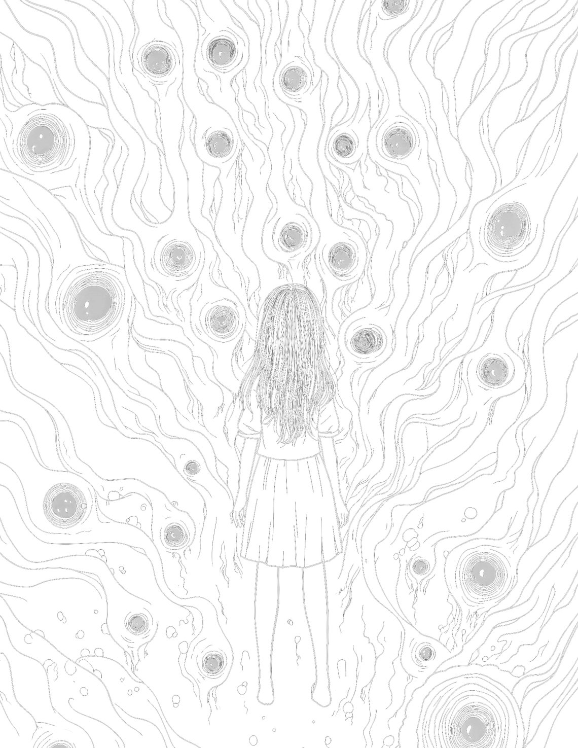 2 Pages I Haunting Halloween Coloring Page Set Spooky Art Digital ...