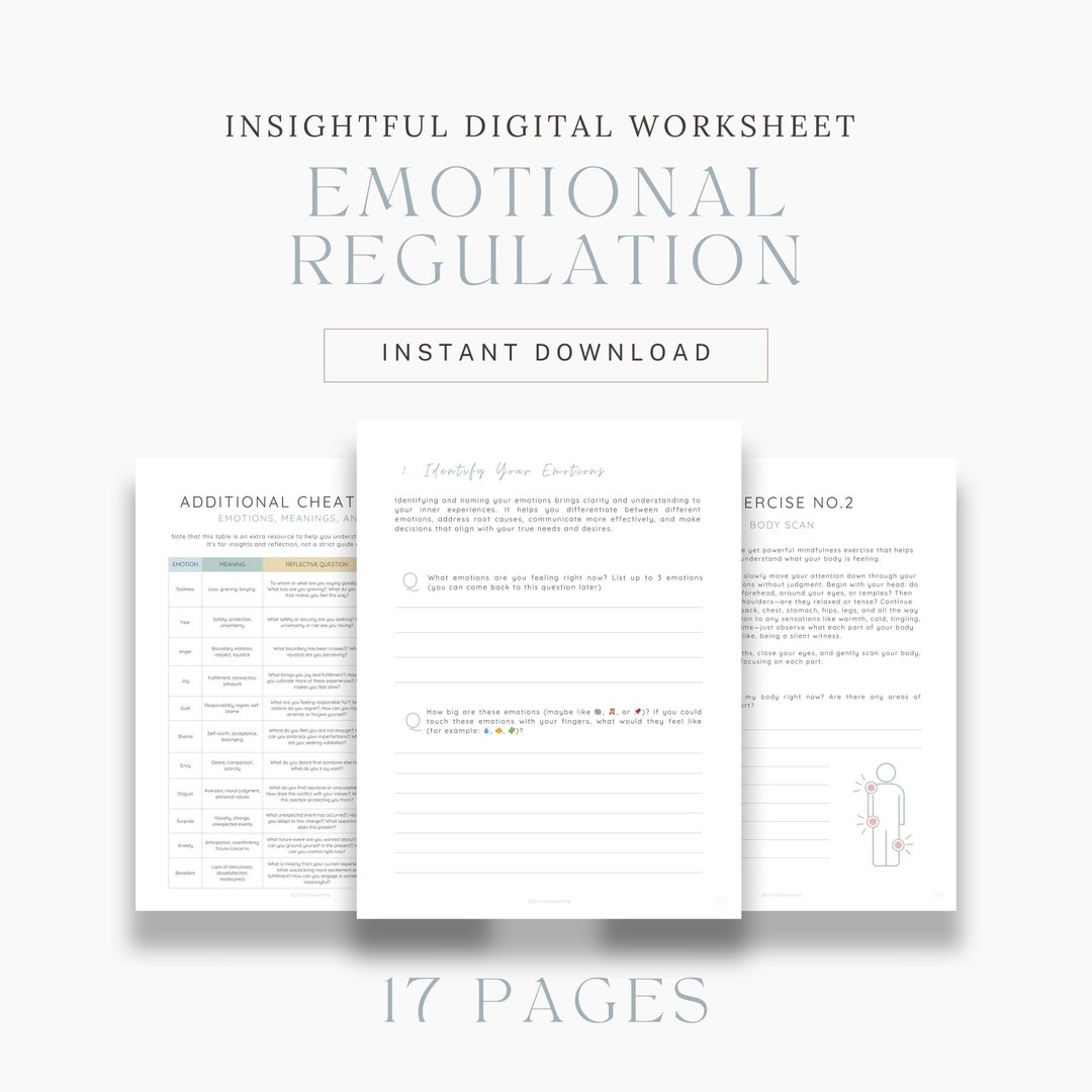 Emotional Regulation Coaching Worksheet, Identify & Cope With Emotions ...