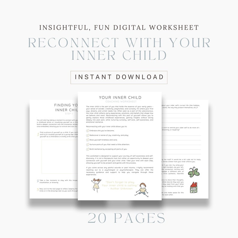 Reconnect With Your Inner Child Worksheet Guided Journaling for Self ...