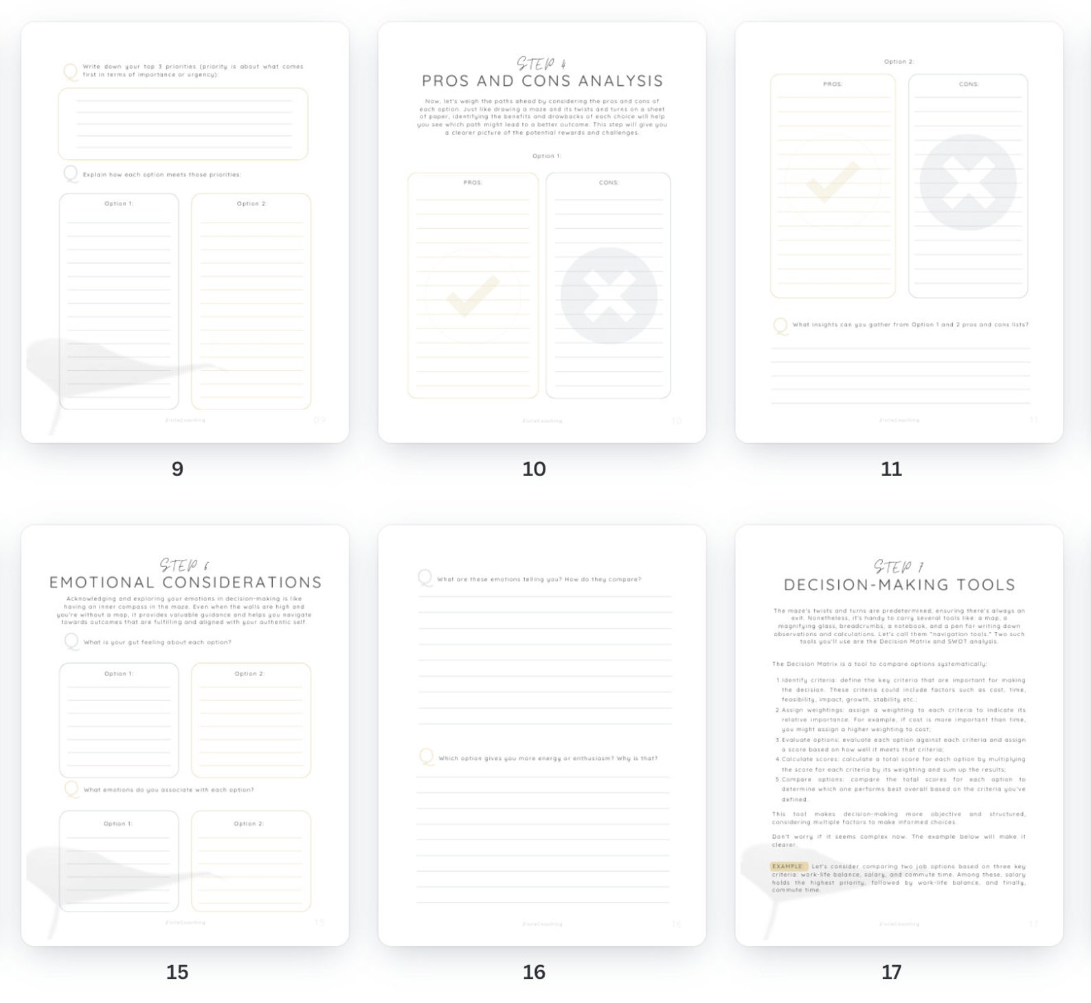 Decision Making Worksheet, Certified Life Coach Worksheet, Evaluate ...